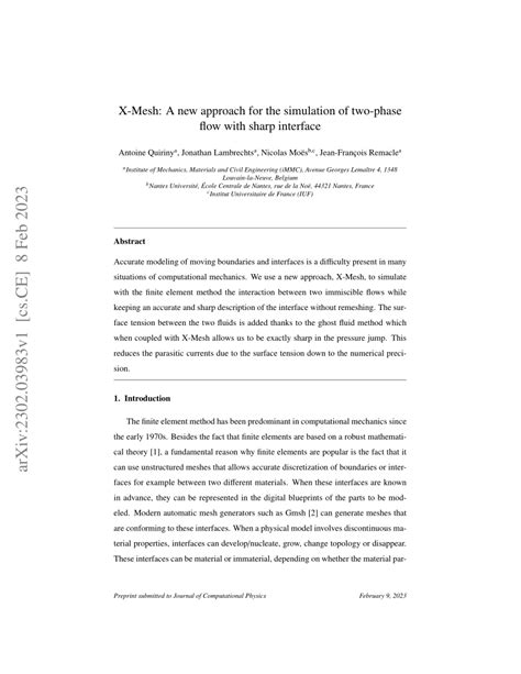 pdf x mesh a new approach for the simulation of two phase flow with sharp interface