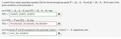 solved find a vector parametric equation r t for the line