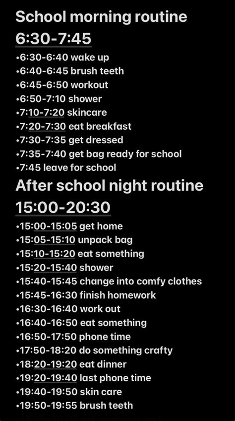 School Night Routine Before School Routine Night Before School