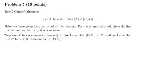 solved problem 5 10 points recall cantor s theorem let x