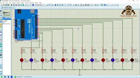 Arduino Led Blinking In Pattern Proteus Simulation Team Robolution Youtube
