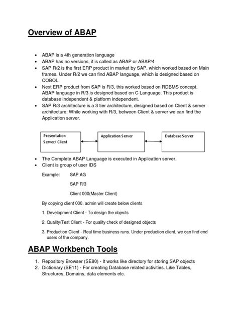 abap overview pdf data type databases