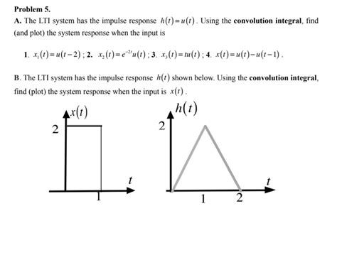 solved problem 5 a the lti system has the impulse response h t u t using the convolution