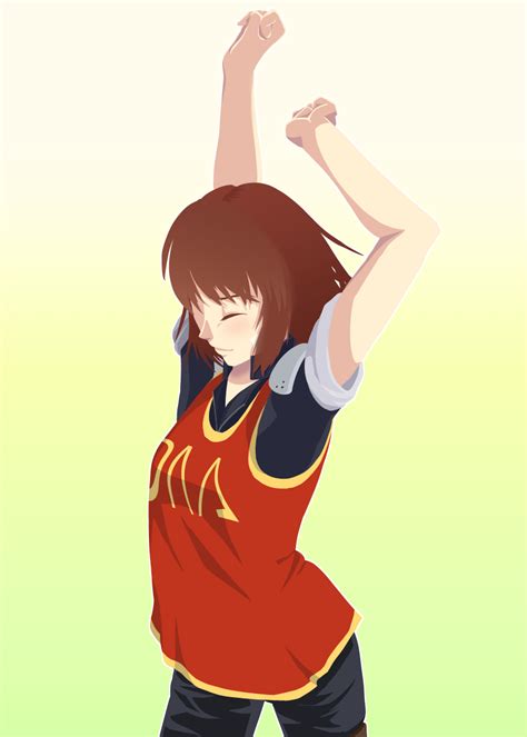 Cheryl Arc The Lad Arc The Lad Arc The Lad Iii Highres 1girl Arms Up Brown Hair Closed