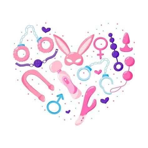 Ilustración Vectorial De Juguetes Sexuales Póster Con Juguetes Sexuales Para Un Sex Shop