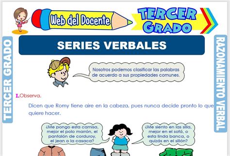 Series Verbales Para Tercer Grado De Primaria Web Del Docente