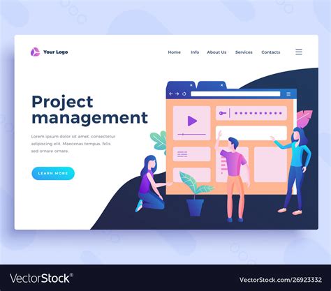 Landing Page Template Project Management Concept Vector Image