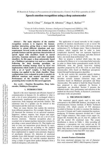 pdf speech emotion recognition using a deep autoencoder