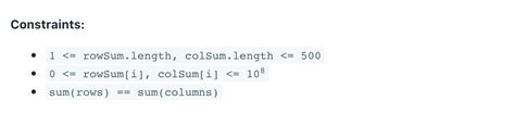 1605 find valid matrix given row and column sums kickstart coding