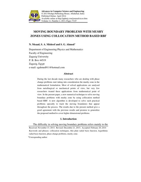 pdf moving boundary problems with mushy zones using collocation method based rbf