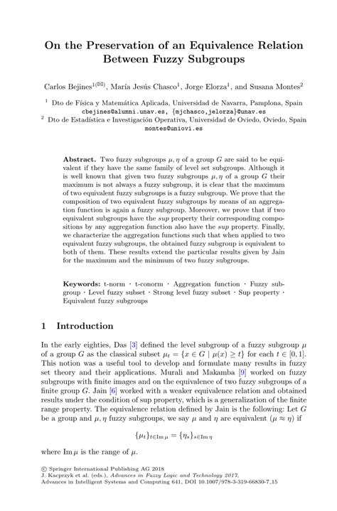 pdf on the preservation of an equivalence relation between fuzzy subgroups
