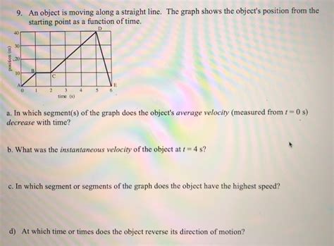 solved 9 an object is moving along a straight line the
