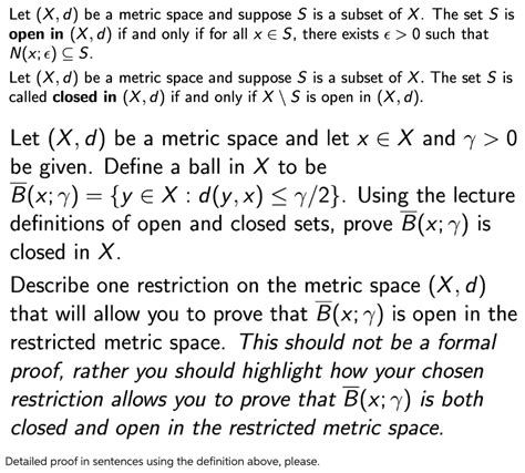 solved let x d be a metric space and suppose s is a subset