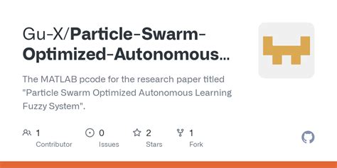 GitHub Gu X Particle Swarm Optimized Autonomous Learning Fuzzy System