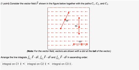 solved consider the vector field f shown in the figure below together with the paths c1 c2