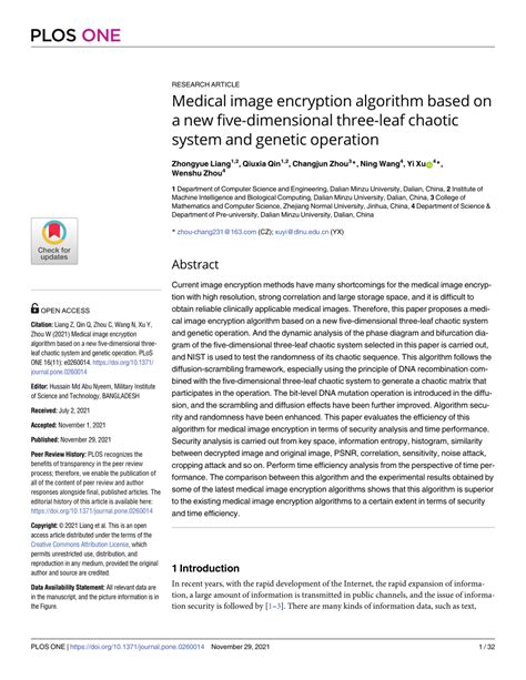 pdf medical image encryption algorithm based on a new five dimensional three leaf chaotic