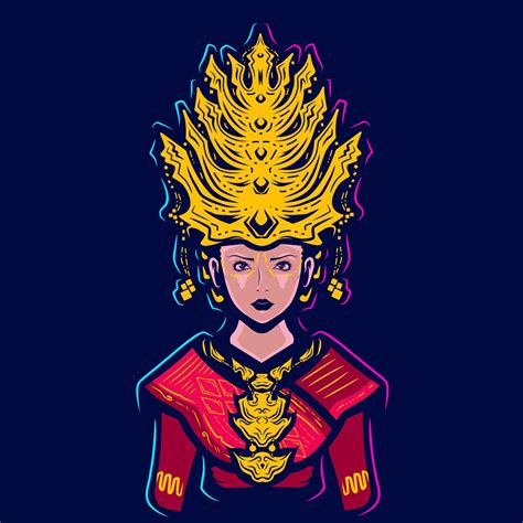 Batak Angkola People Woman Pop Art Logo Colorful Mandailing Asian Ethnic Wedding Dress Design