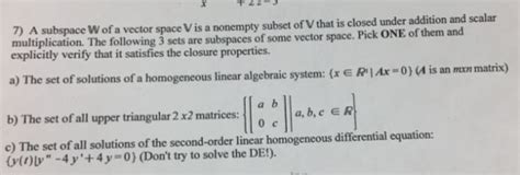 solved a subspace w of a vector space v is a nonempty subset