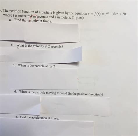 solved the position function of a particle is given by the