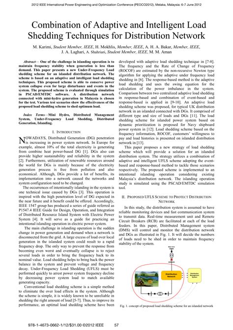 pdf combination of adaptive and intelligent load shedding techniques for distribution network