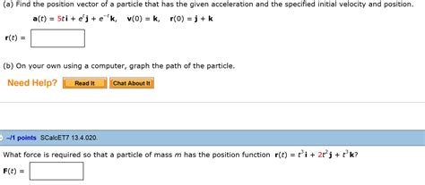 solved a find the position vector of a particle that has