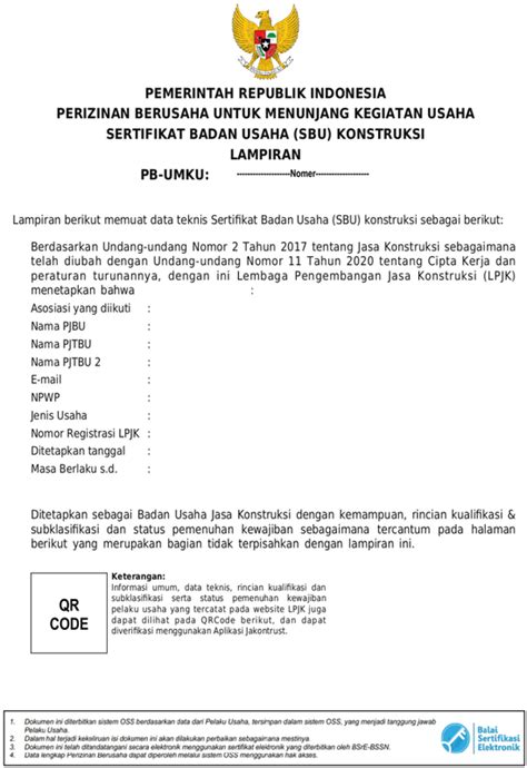 Sertifikat Badan Usaha Jasa Konstruksi SBUJK