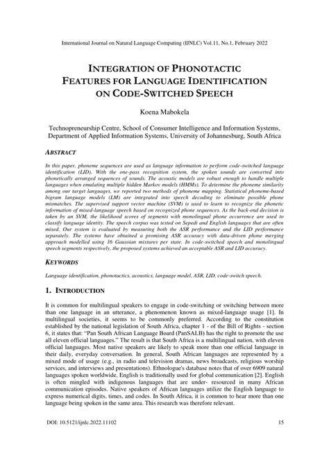 pdf integration of phonotactic features for language identification on code switched speech