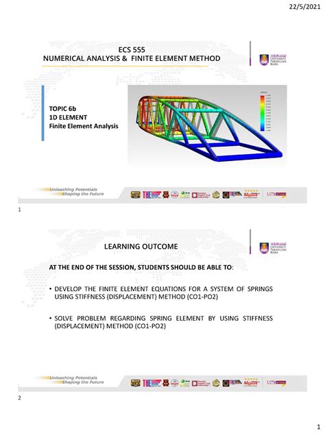 week 11 topic 6b 1d element ecs 555 numerical analysis and finite element method topic 6b 1d