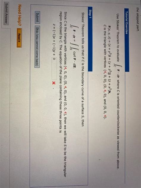 solved the skipped part tutorial exercise le use stokes
