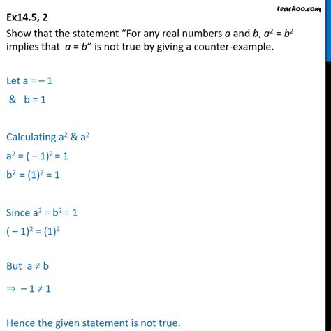 question 2 show that statement for any real numbers a and b
