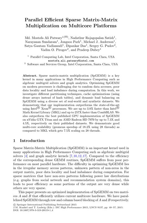 pdf parallel efficient sparse matrix matrix multiplication on multicore platforms