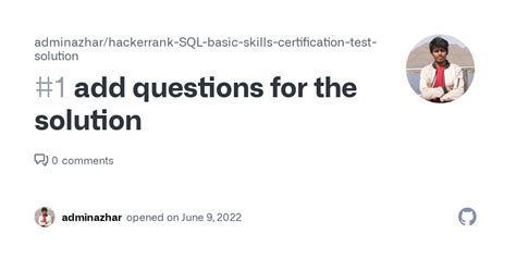 Add Questions For The Solution Issue Adminazhar Hackerrank Sql