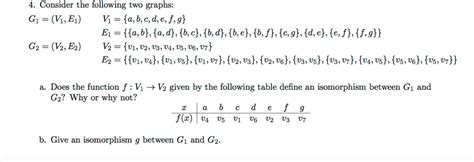 solved 4 consider the following two graphs g1 v1 e1