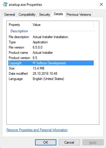 Project Options Actual Installer Help