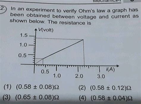 In An Experiment To Verify Ohm S Law A Graph Has Been Obtained Between