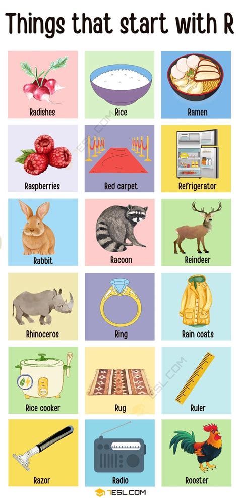 Things That Start With R In English Esl