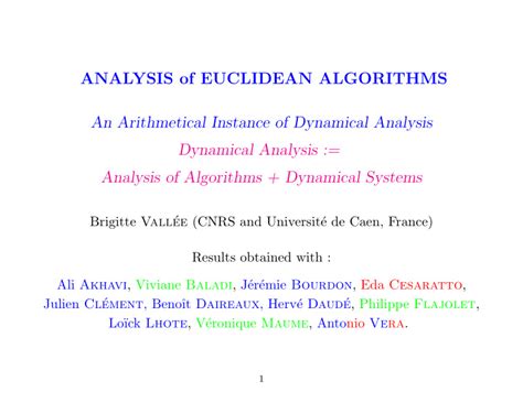 [ppt] analysis of euclidean algorithms an arithmetical instance of powerpoint presentation