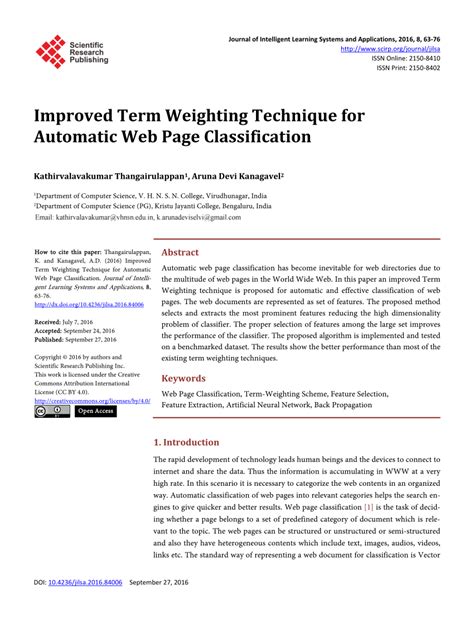 pdf improved term weighting technique for automatic web page classification