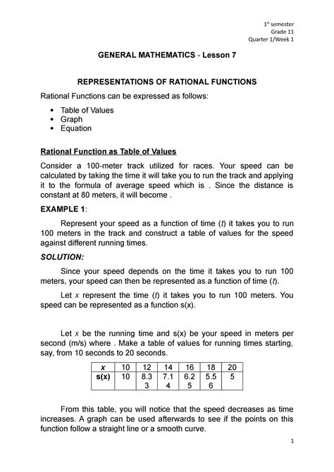gen math lesson 7 representations of rational functions 1 st semester grade 11 quarter 1