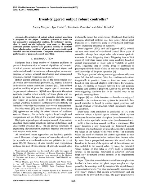 pdf event triggered output robust controller
