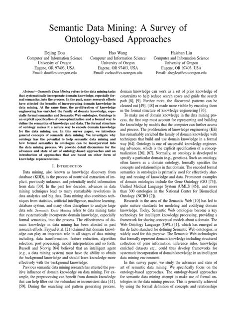 semantic data mining a survey of ontology based approaches pdf ontology information science
