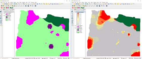 Screenshots From QGIS Showing The Two Marxan Outputs Displayed In CLUZ