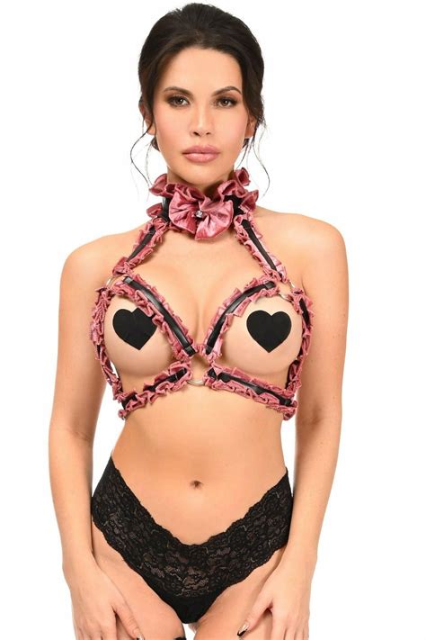 Kitten Collection Dusty Rose Velvet Triangle Top Body Harness Body