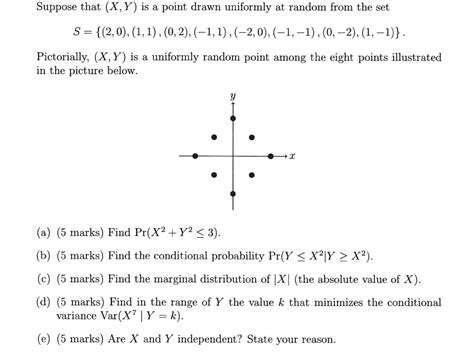 solved suppose that x y is a point drawn uniformly at random from the set s { 2 0 1 1