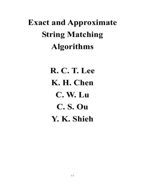 exact and approximate string matching algorithms