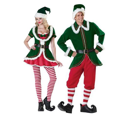 Santa Claus Costume Men Women Velvet Green Elf Cosplay Play Costume Suit Ciudaddelmaizslpgobmx