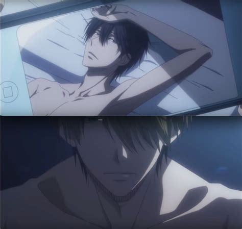 Two Anime Characters Laying In Bed With Their Backs Turned To Each Other One Is Naked And The