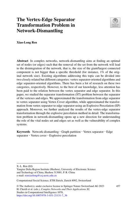 pdf the vertex edge separator transformation problem in network dismantling