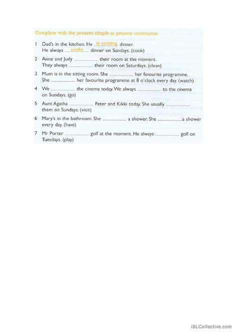 present simple or present continuous Deutsch DAF Arbeitsblätter pdf doc