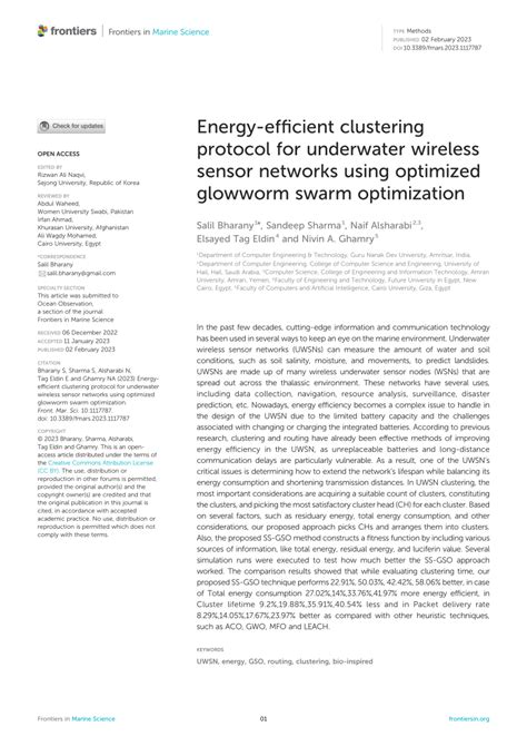 pdf energy efficient clustering protocol for underwater wireless sensor networks using